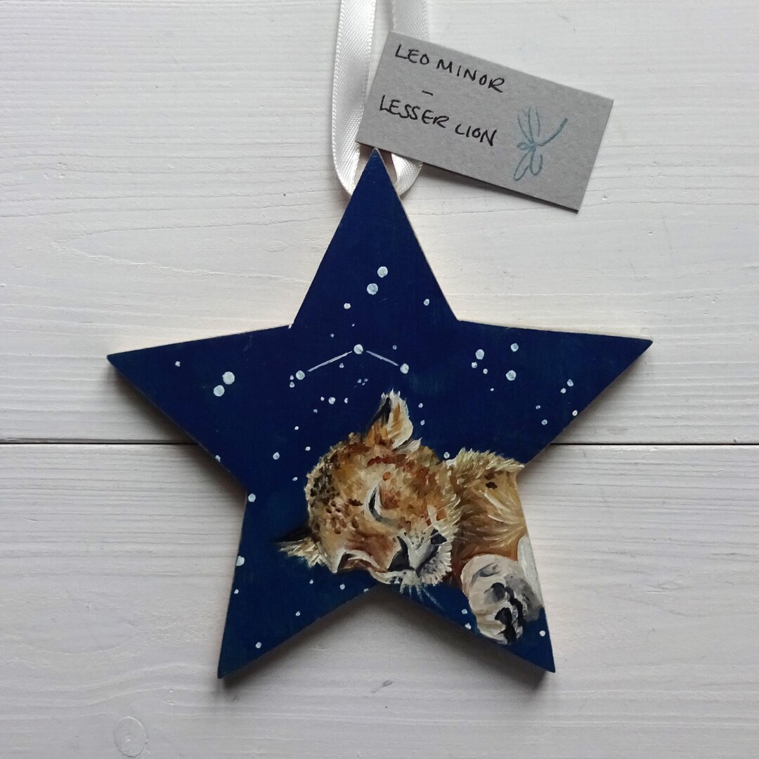 Hand Painted Leo Minor Star: Sleeping Lion Cub, Astronomy Art - Etsy