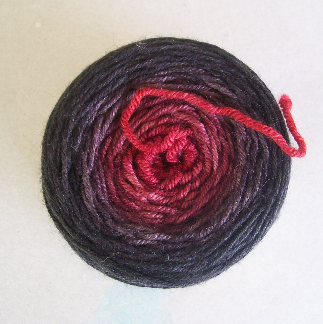 Silky DK- 8ply Gradient Dyed Dark Red to Black BFL and Silk Blend Yarn ...