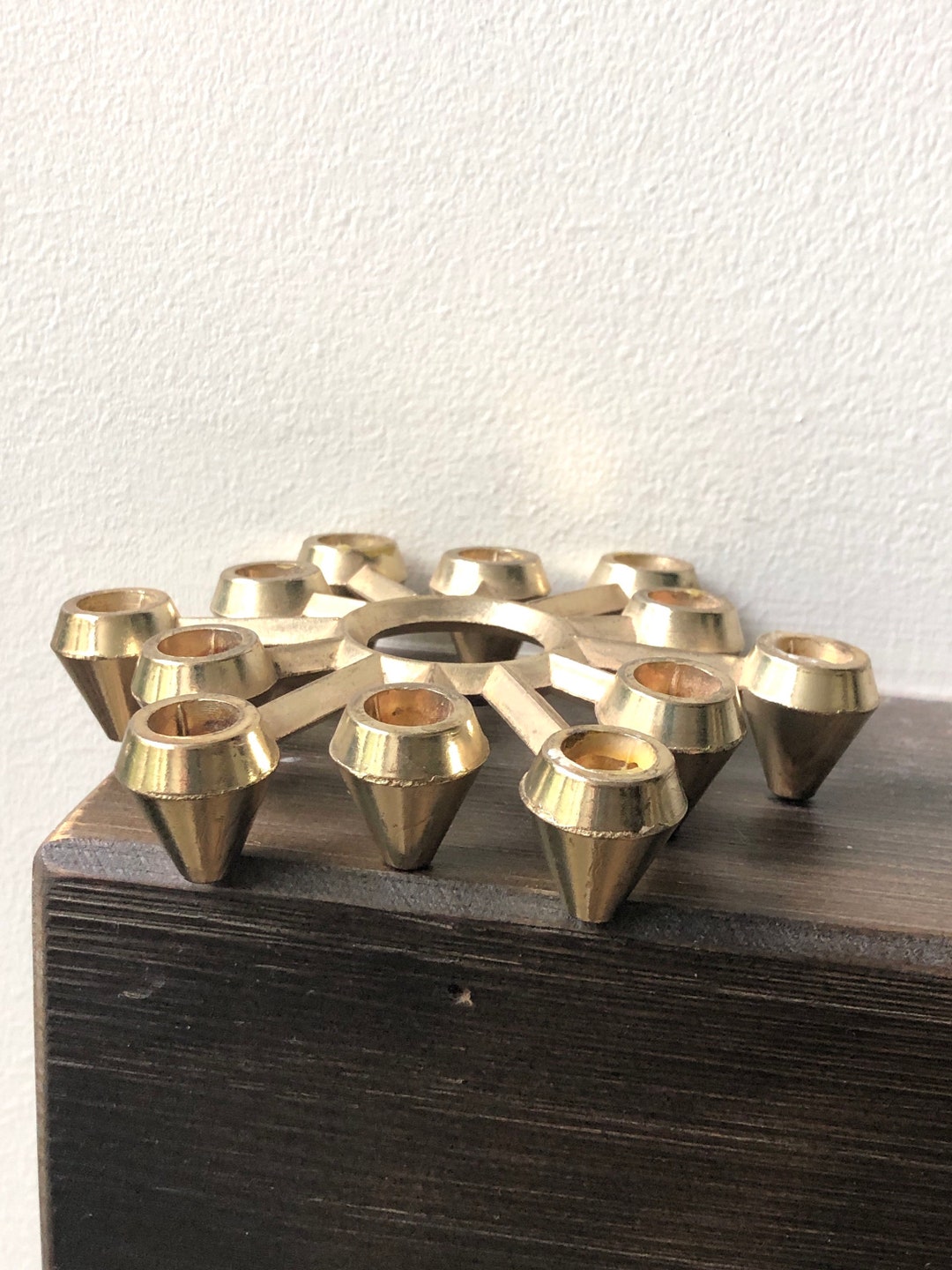 SALE Vintage Taper Candle Holder Made in Japan Atomic Style Metal Gold ...