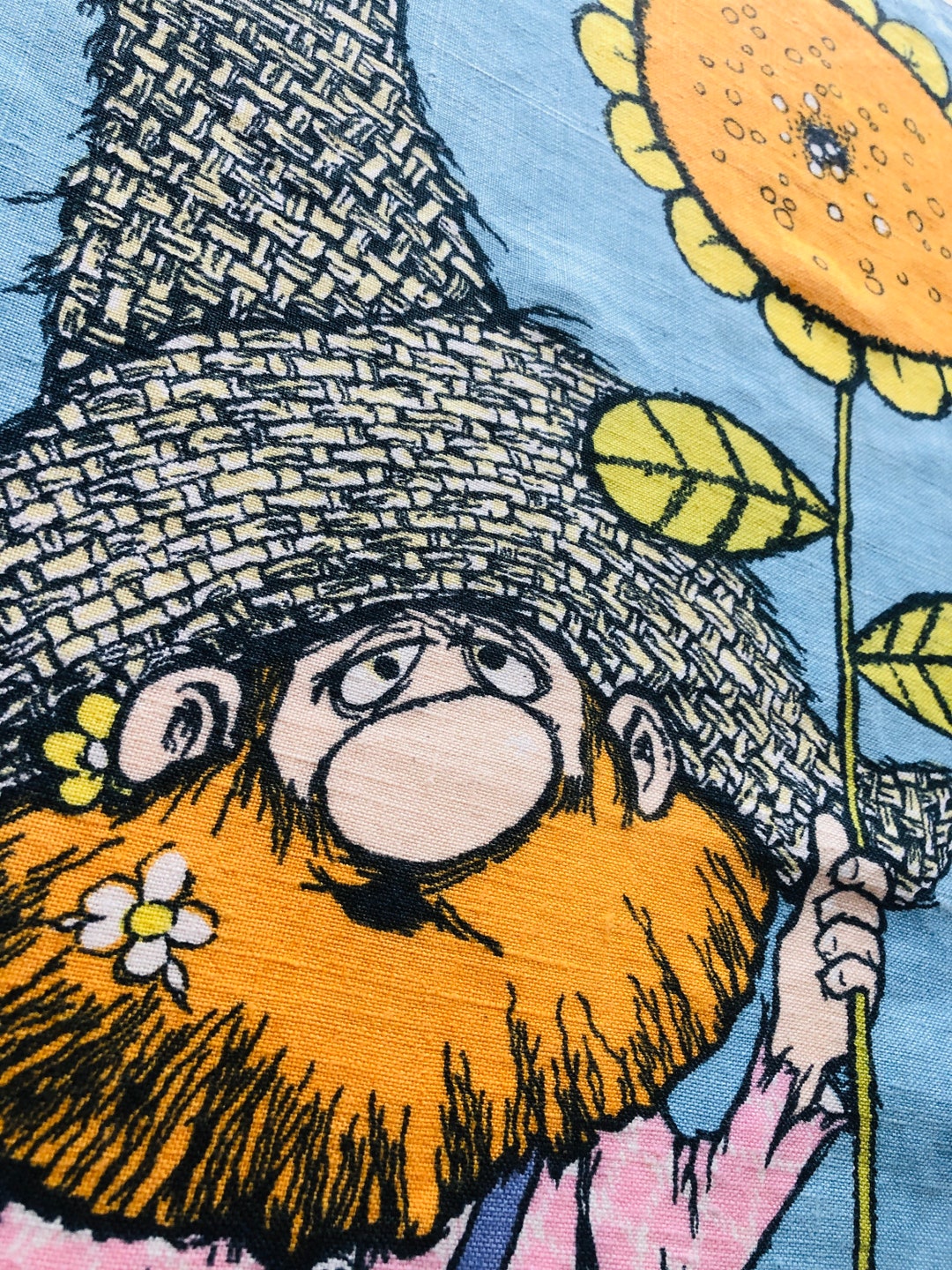 Chris Bash Designed Linen 70s Hillbilly Sun Flower Tea Towel Pure Linen ...