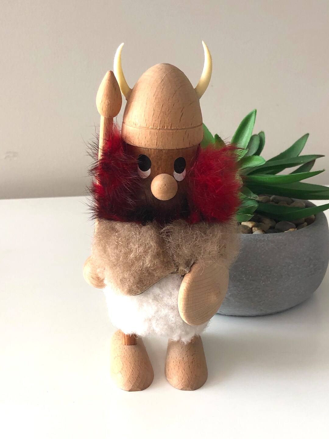 HANS BOLLING Style Viking Made in Denmark Wooden Figurine Mid Century ...
