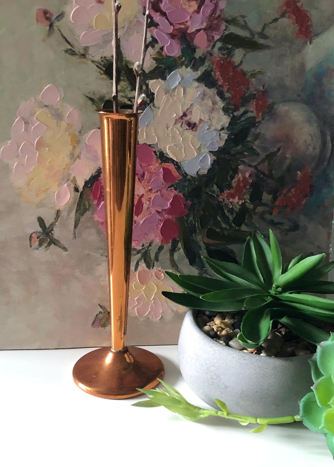 Copper Flower Bud Holder Vintage Coppercraft Guild Rose Vase Solid ...