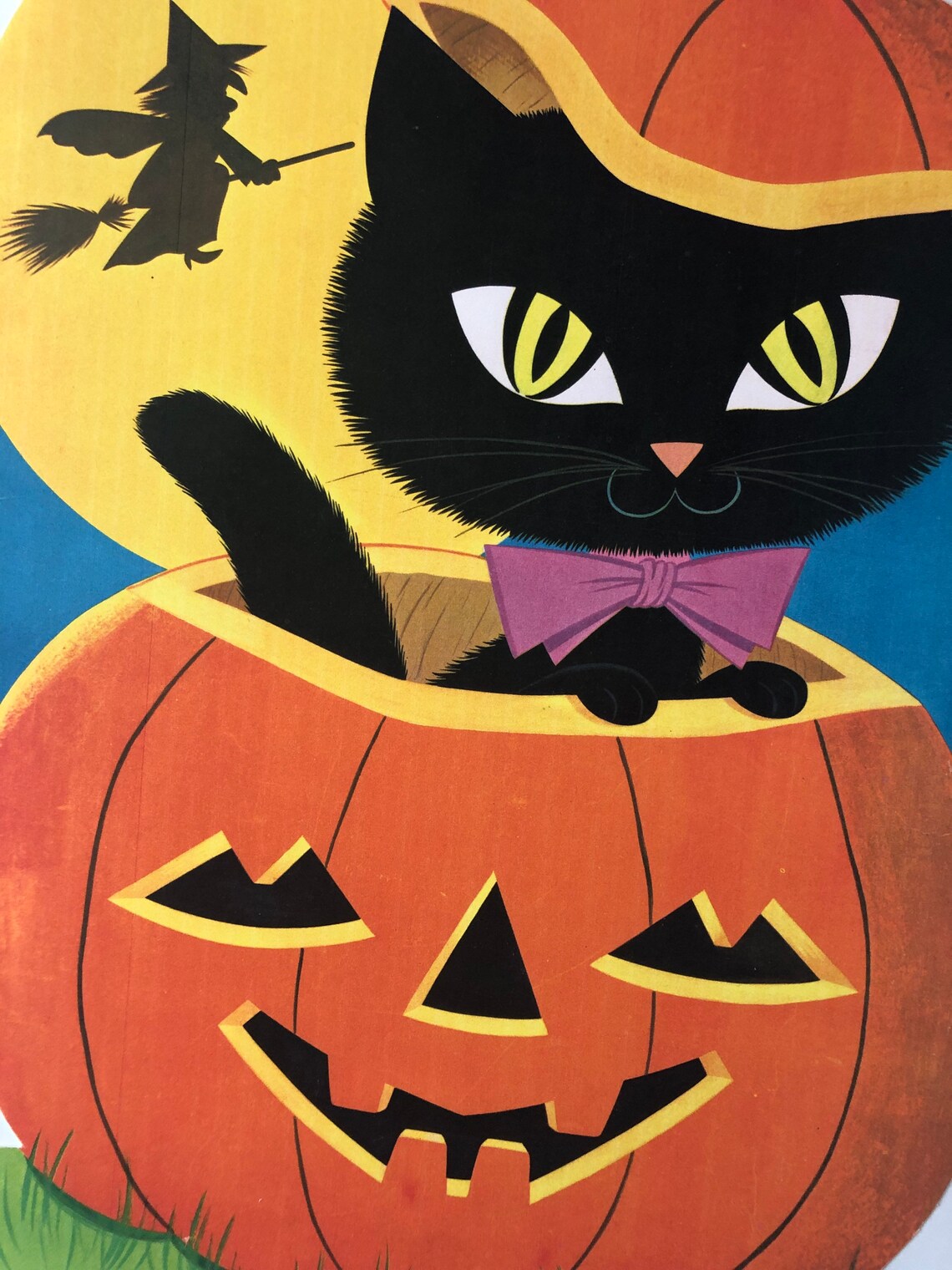 Vintage Halloween Decor Retro Reproduction Window Decor 16x12 | Etsy