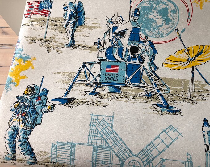 Vintage NASA Original Space Design Wallpaper 60s Man on the Moon Space ...
