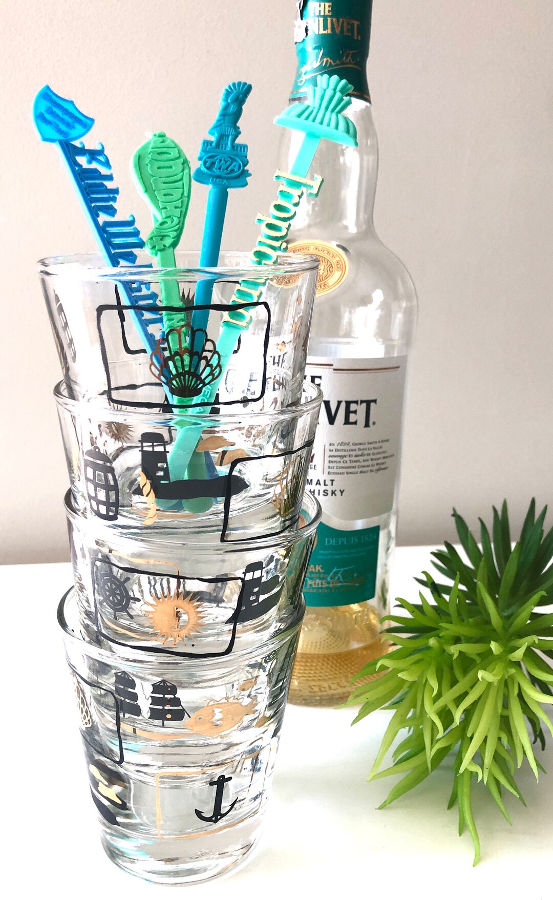 4 Retro Rock Glasses Barware Mid Century Mod Home Decor - Etsy