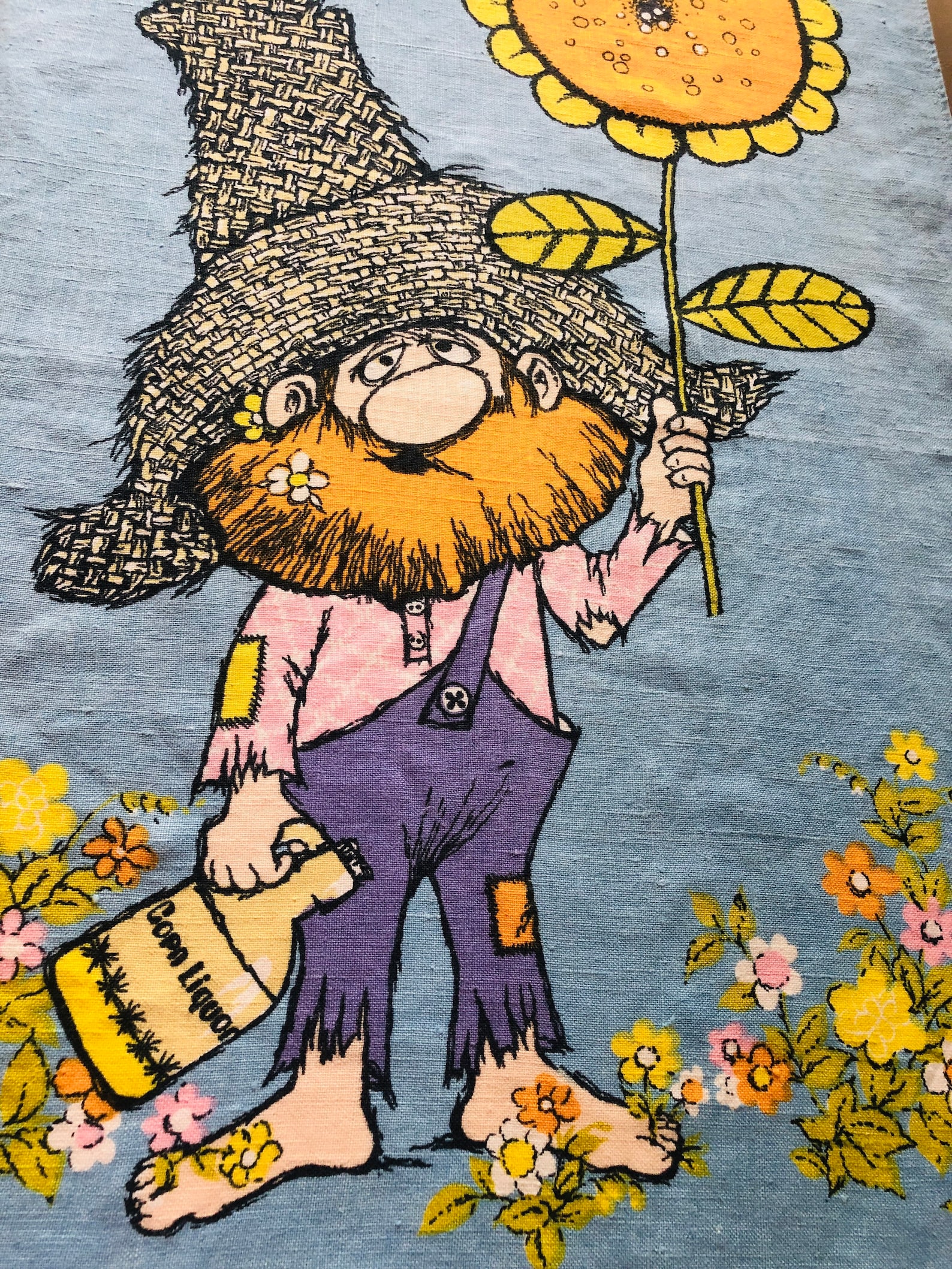 Chris Bash Designed Linen 70s Hillbilly Sun Flower Tea Towel - Etsy