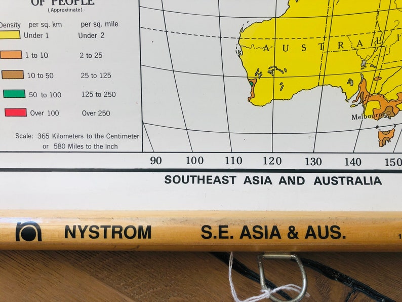 Vintage Large NYSTROM Map Australia South East Asia Scroll - Etsy