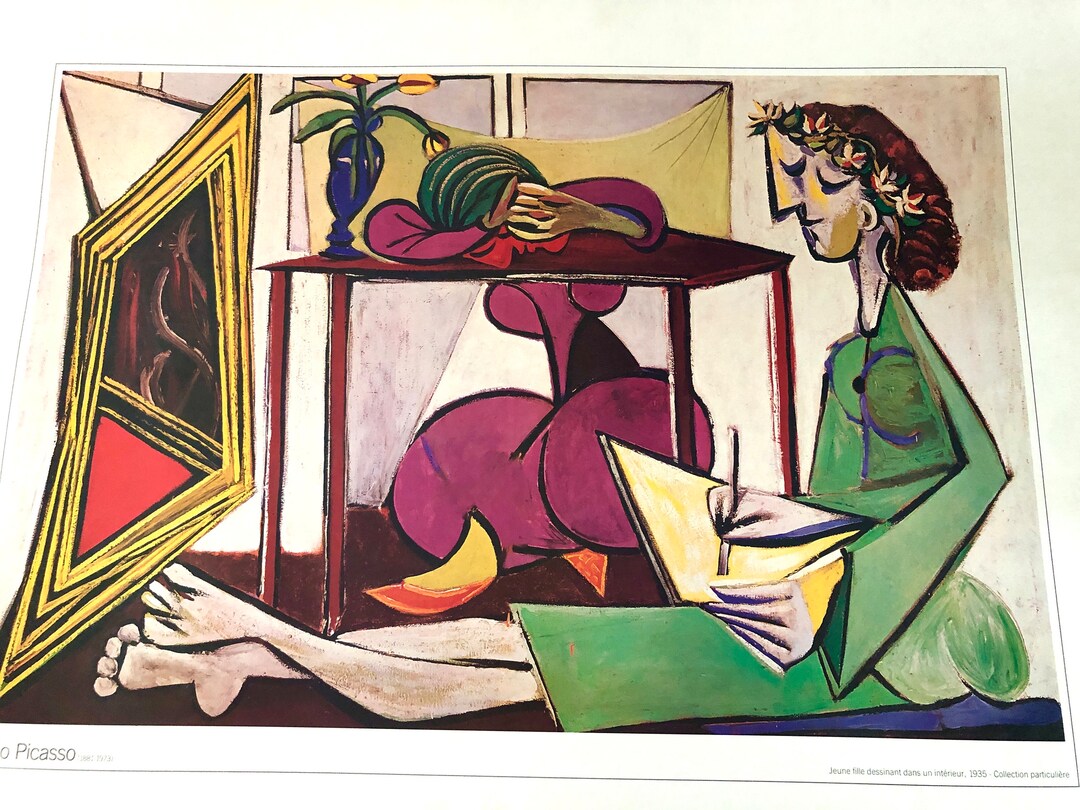 Vintage Large PABLO PICASSO Mod Mid Century Home Decor Jeune Fille ...