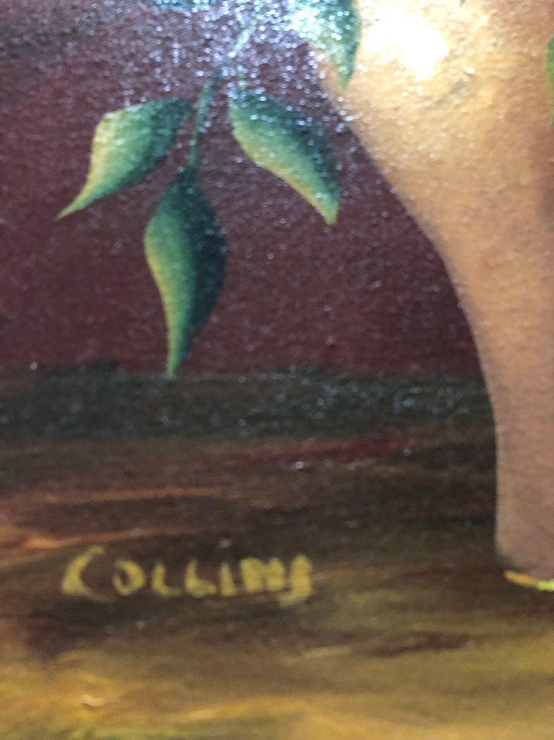 2 Signed COLLINS Antique Still Life Floral Oil PAINTING on Canvas ...