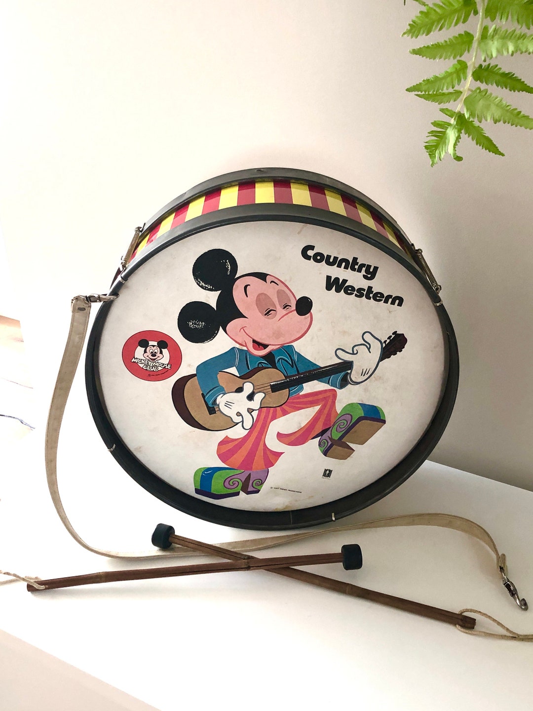 Antique 50's Mickey Mouse Drum Walt Disney Productions Mickey Mouse ...