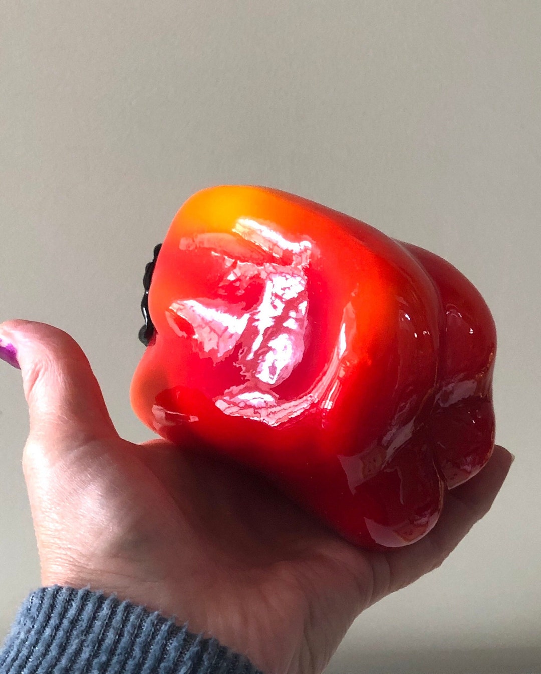 Vintage Murano Glass Large Red Pepper Mod Kitchen Decor Splash of ...