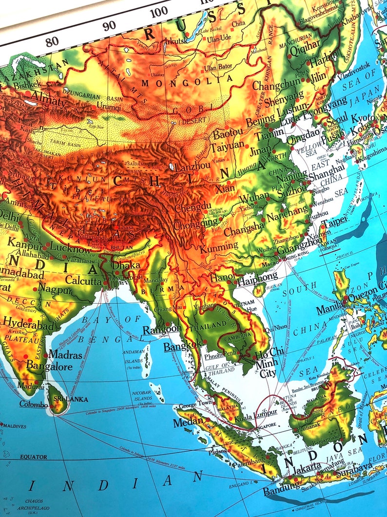 Vintage Large NYSTROM Map Australia South East Asia Scroll - Etsy