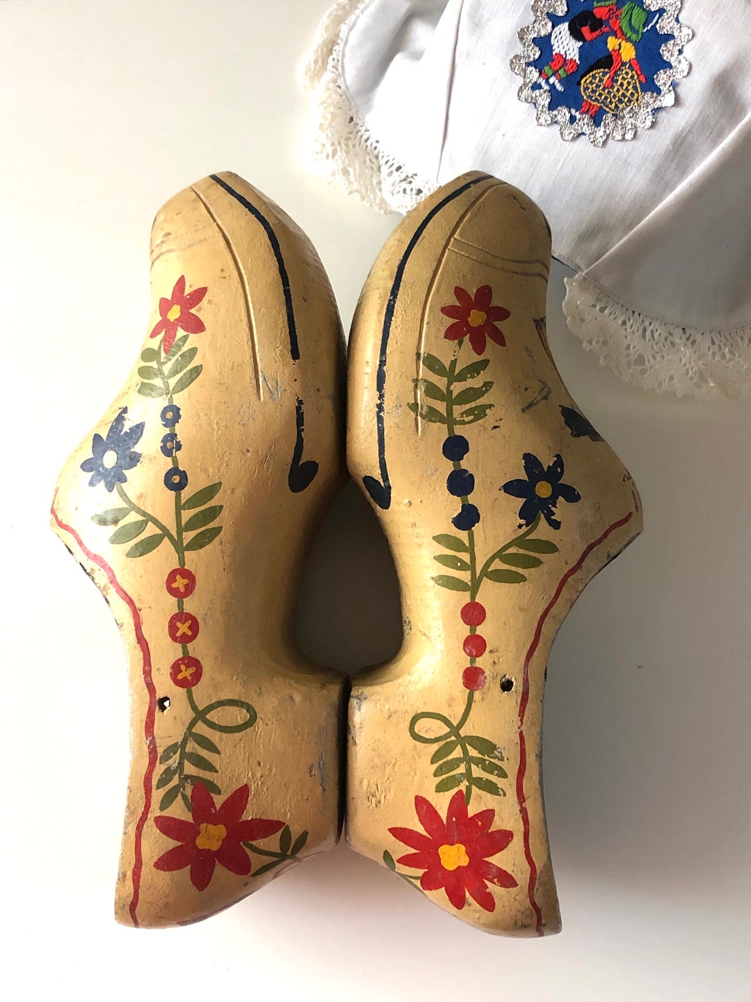 Antique Handmade Wooden Dutch Clogs Early Authentic Clogs Hand Painted ...