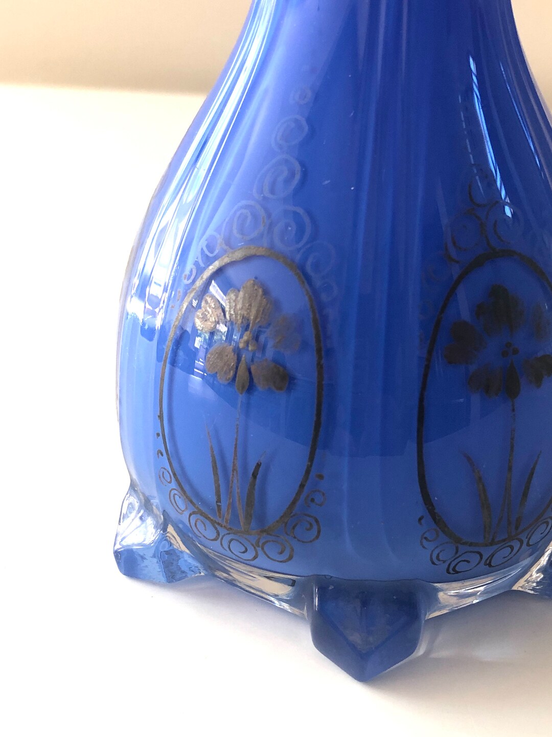 Tall Art Nouveau Czechoslovakia Vase Matt Blue Glass Striking! - Etsy ...