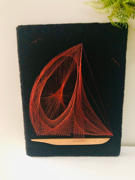 Vintage Copper String 3D Sailboat and Seagulls Large Mid | Etsy