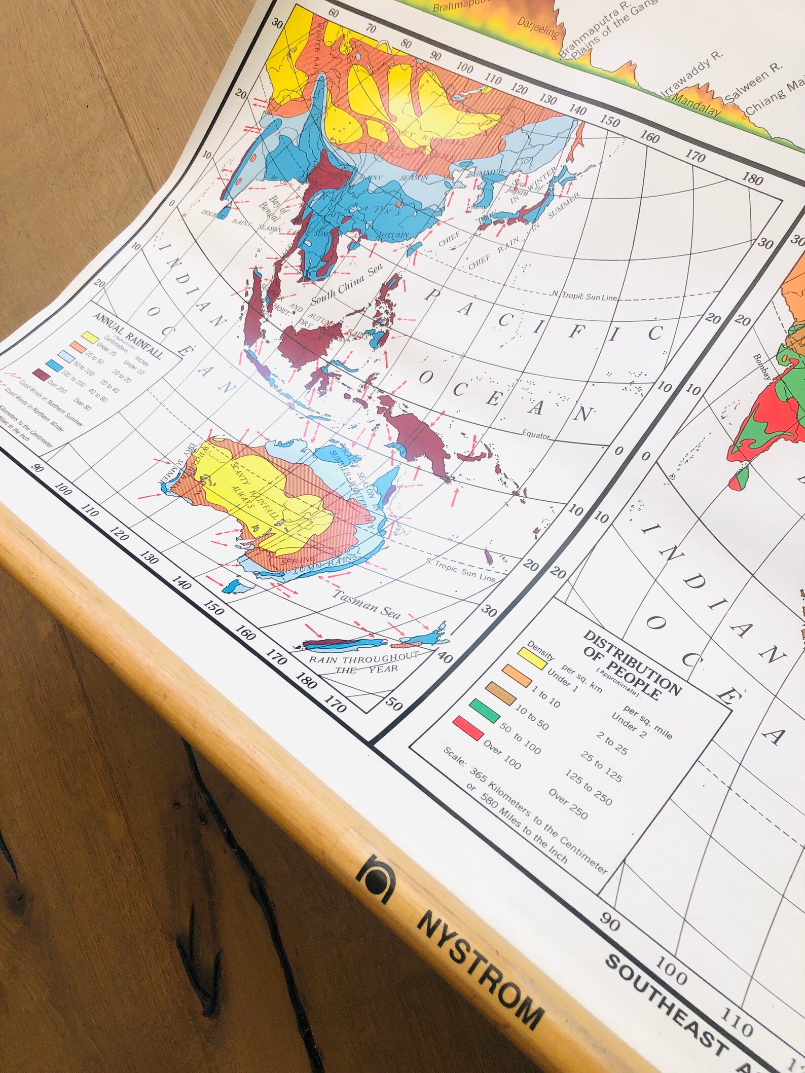 Vintage Large NYSTROM Map Australia South East Asia Scroll - Etsy
