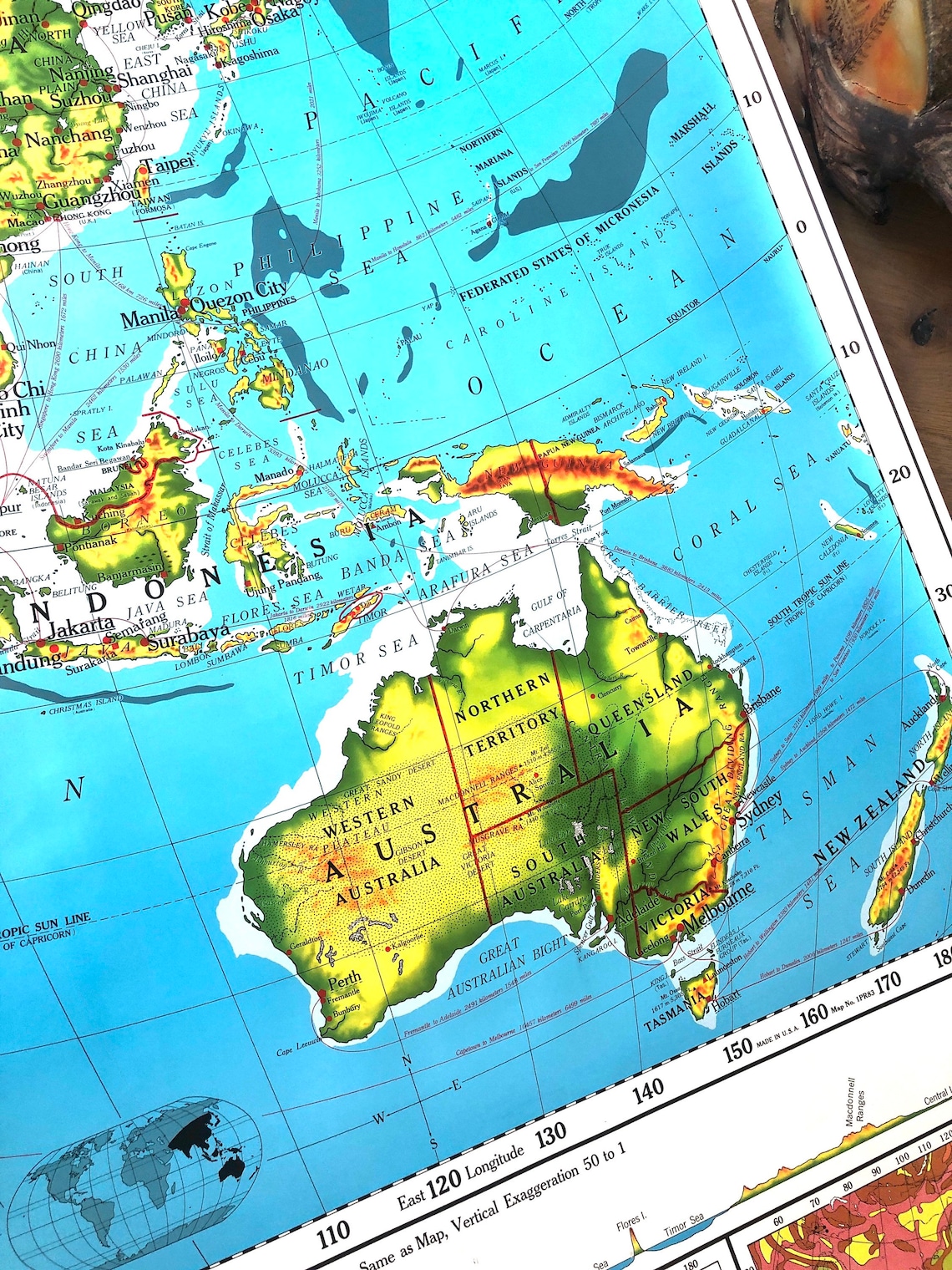 Vintage Large NYSTROM Map Australia South East Asia Scroll - Etsy