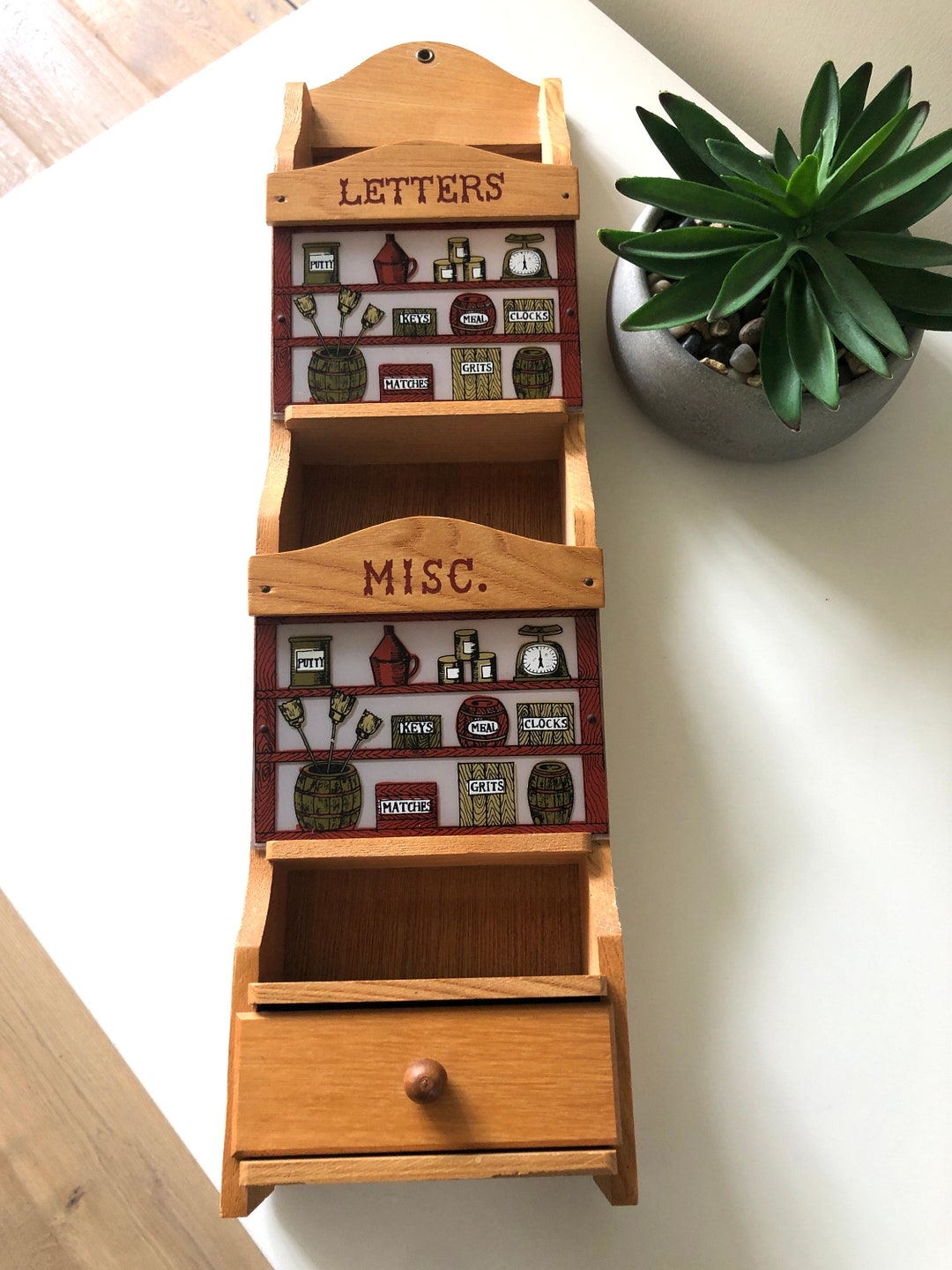 Vintage Wall Organizer Letters/miscellaneous Wooden Country Style Home ...