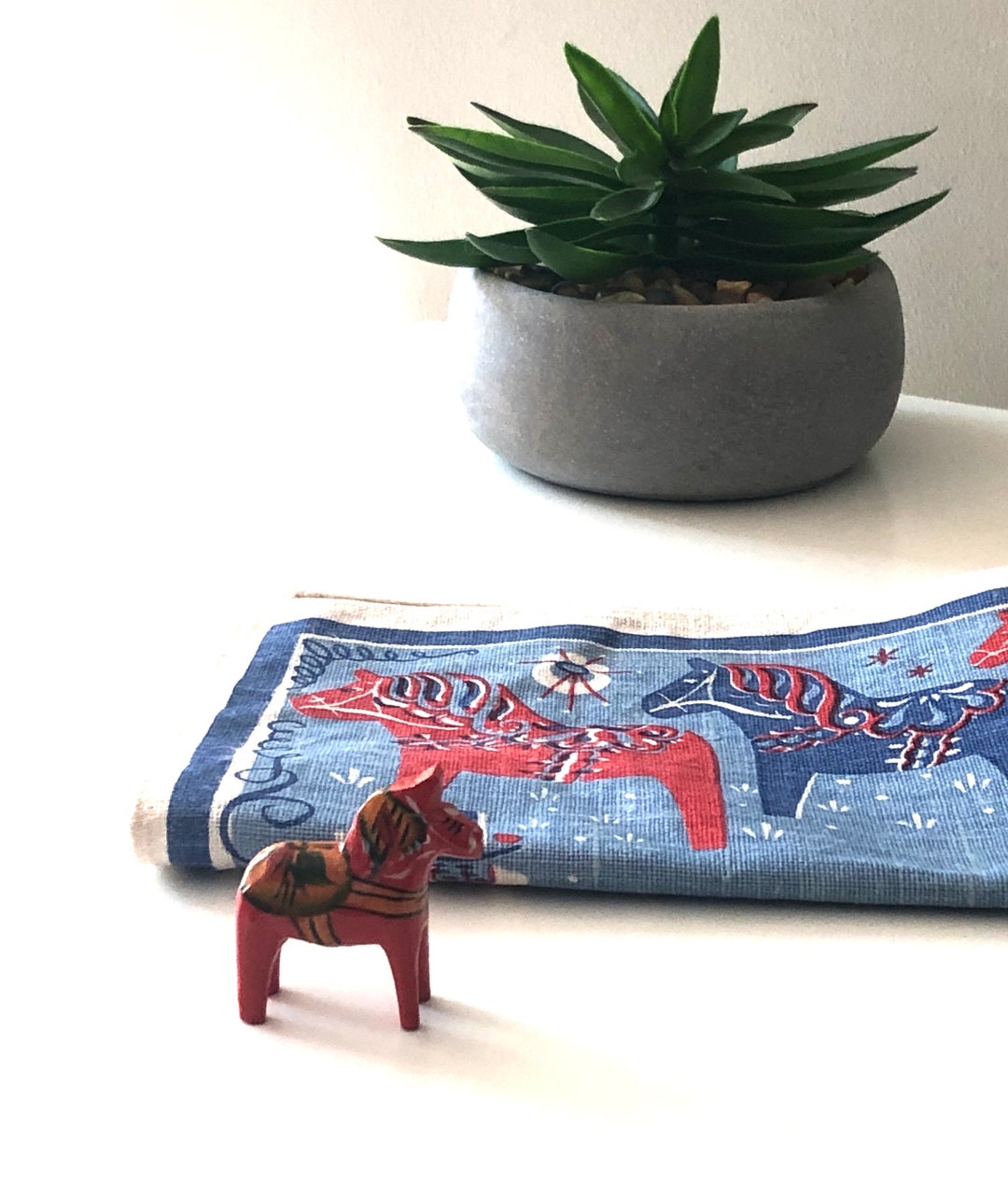 Vintage Dala Horse Design Linen Sweden Home Decor - Etsy