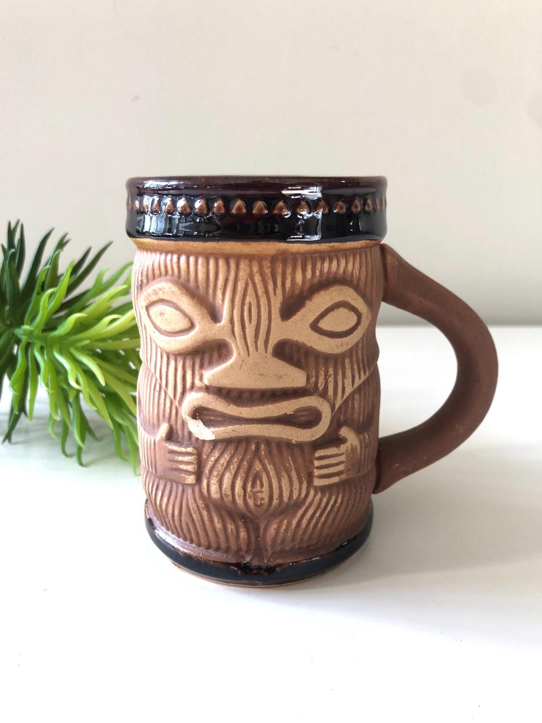 Vintage Tiki Mug JAPAN Handmade Ceramic Hawaiian Tiki Design 60’s *free ...