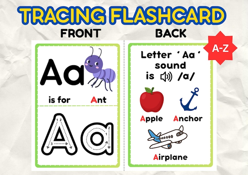A-Z Letter Alphabet and Tracing Flashcards | Bundle | Letter Sounds ...