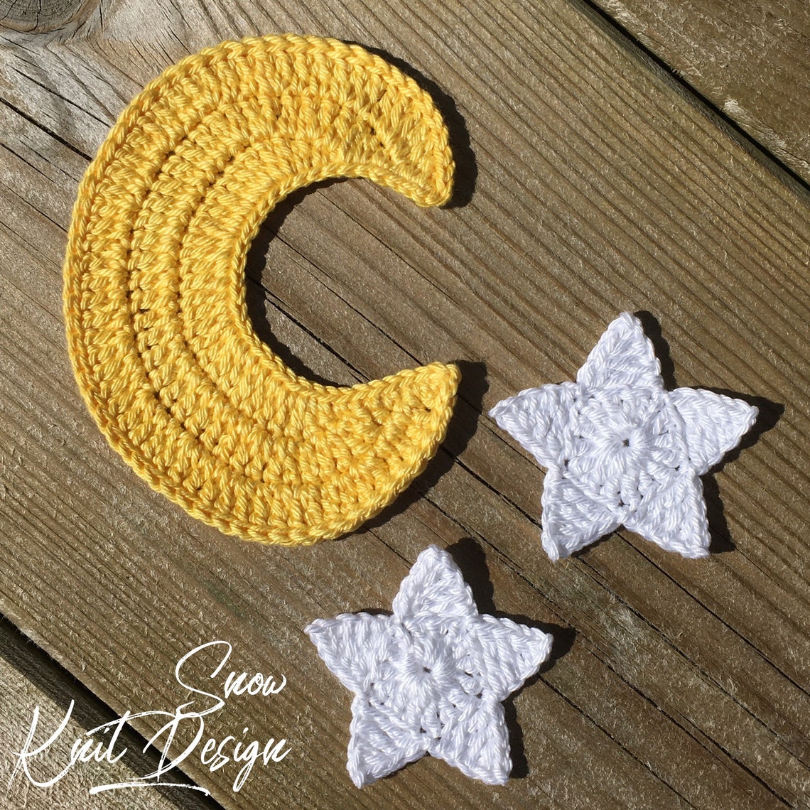 Crochet Crecent Moon Applique - Yellow (finished Product) - Etsy