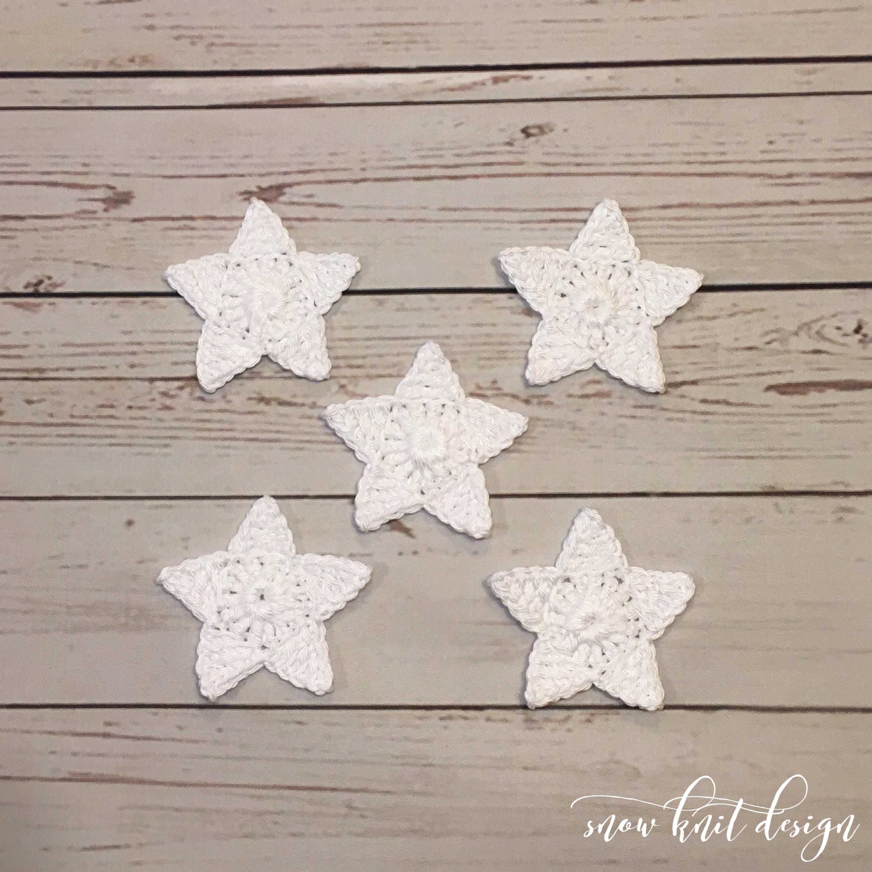 Crochet Star Applique - 50 White Stars. (2.4 Inches/ 6 Cm) (finished ...