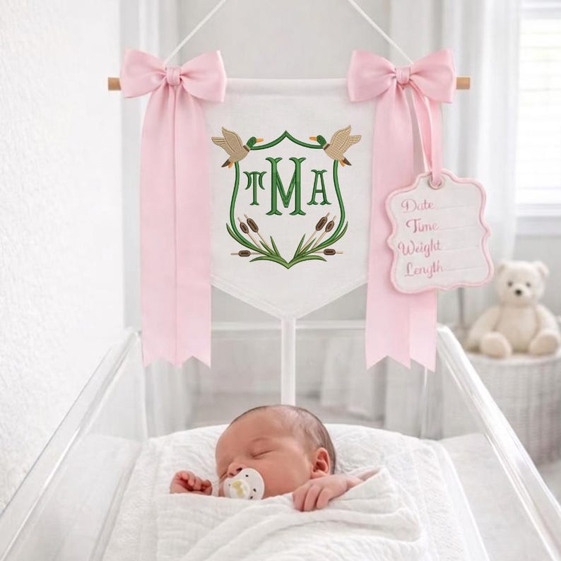 Duck Monogram Embroidery Design, Custom Name Baby, Nature Inspired ...