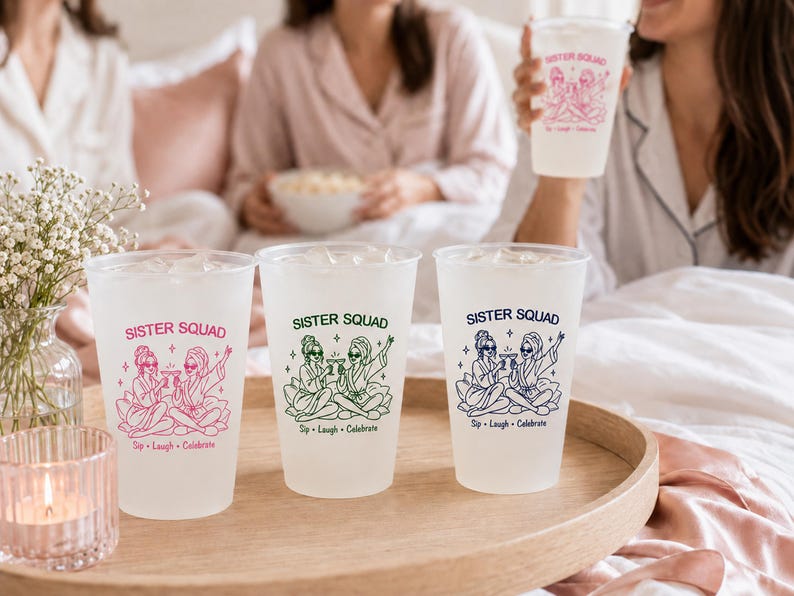 Personalized Sister Squad Cups, Custom Frosted Plastic Party Cups for ...