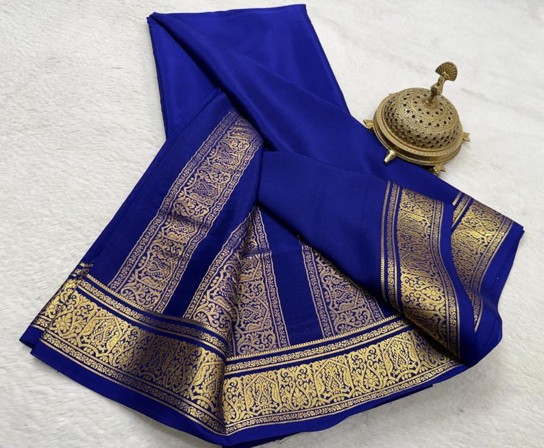 Pure Mysore Silk Saree | Handwoven Indian Traditional Border, Rich ...
