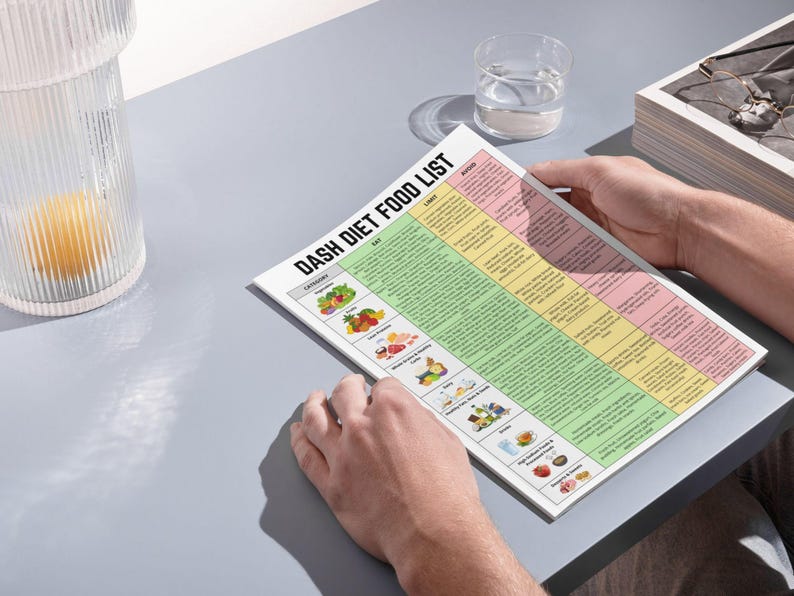 DASH Diet Food List zum Ausdrucken | Essen Sie Limit Vermeiden Diagramm ...