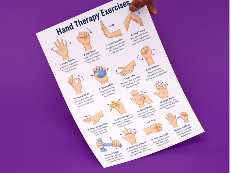 Hand Therapy Exercises Printable PDF, 16 Hand Strengthening and ...