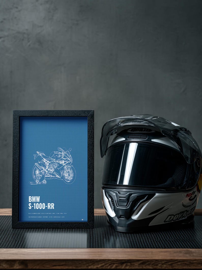 Customizable Premium Motorcycle Poster BMW S 1000 RR Technical Diagram ...