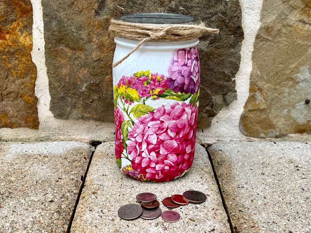 Hydrangeas - Spare Change Jar - Etsy