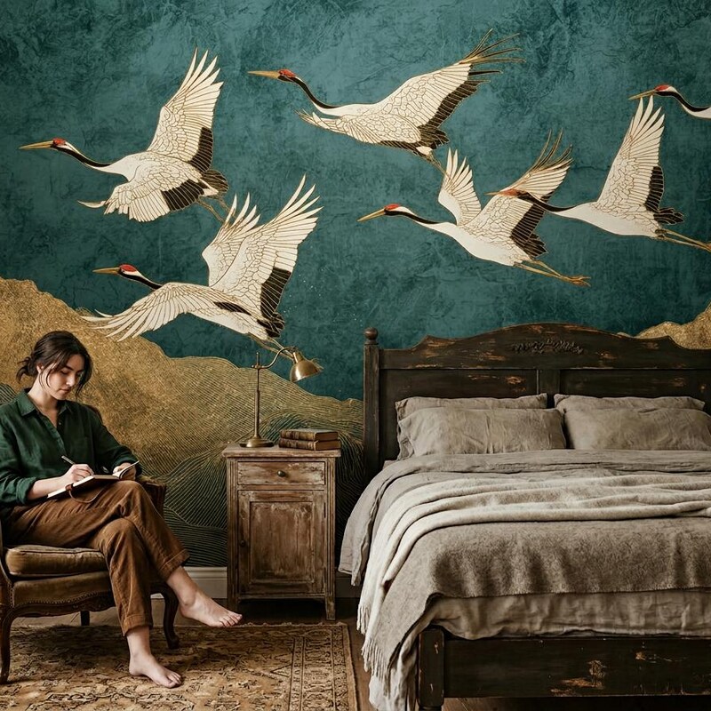 Crown Crane Mural - Etsy