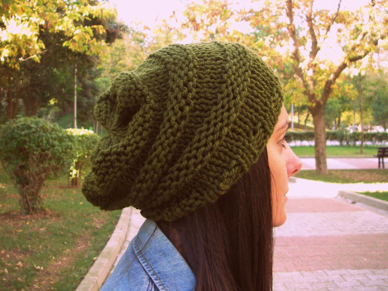Soldier Green Hat,dark Green Hat,slouchy Hat,woman Hat,woman Beanie ...