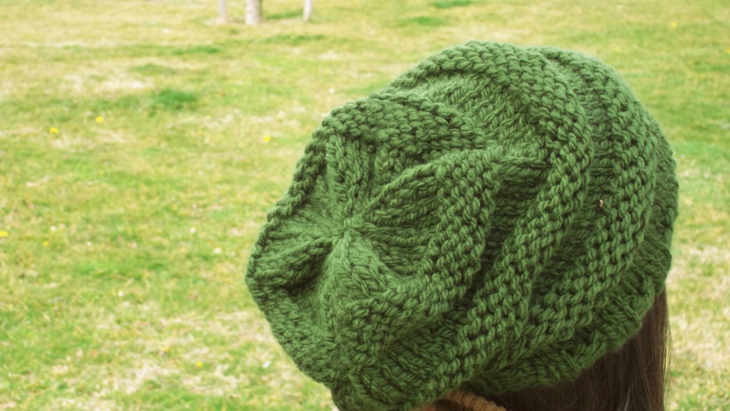 Green Knit Hat,handmade Hat,green Slouchy Beanie,women Hat,winter ...