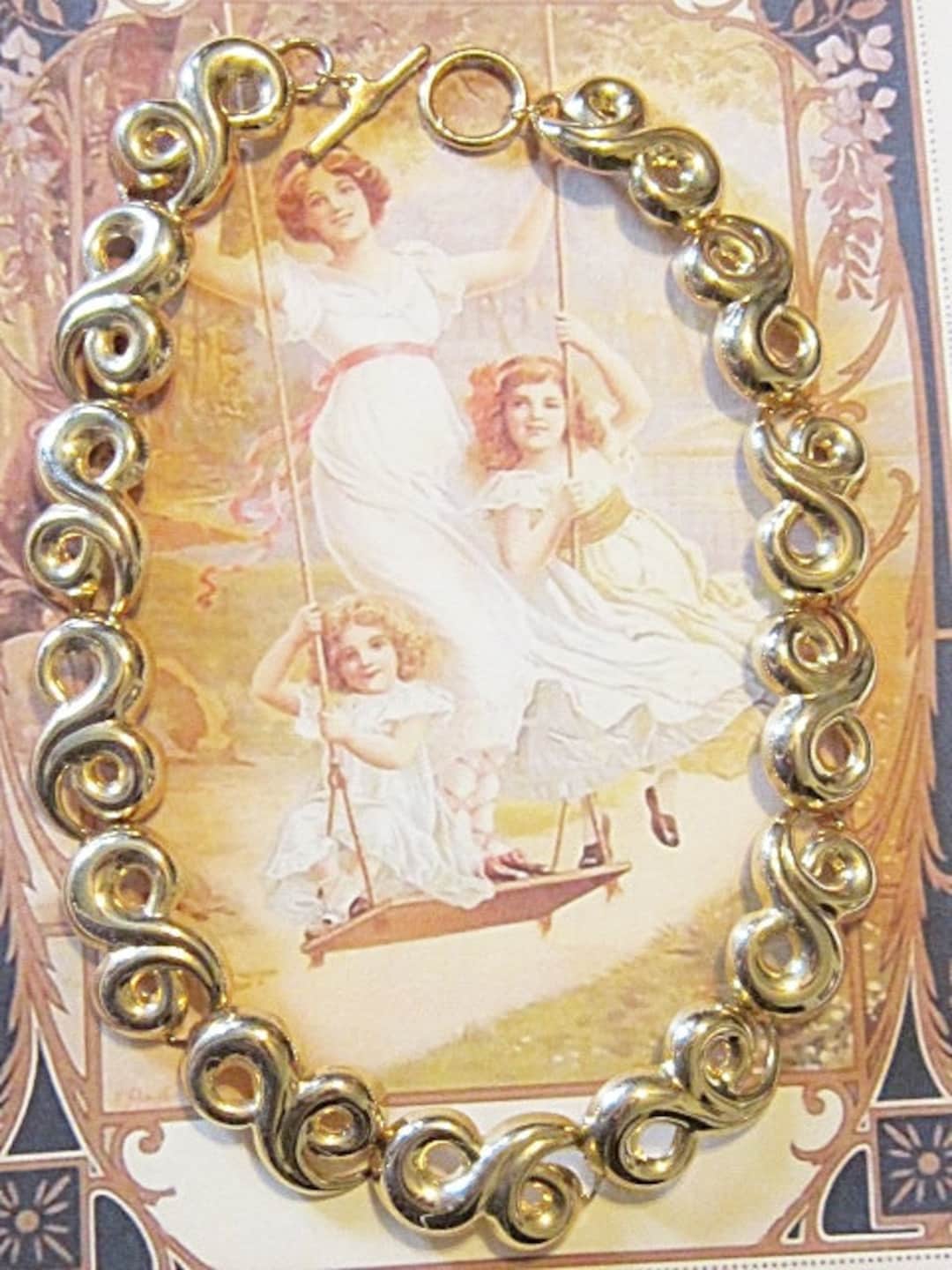 Vintage Gold Scroll Necklace - Etsy