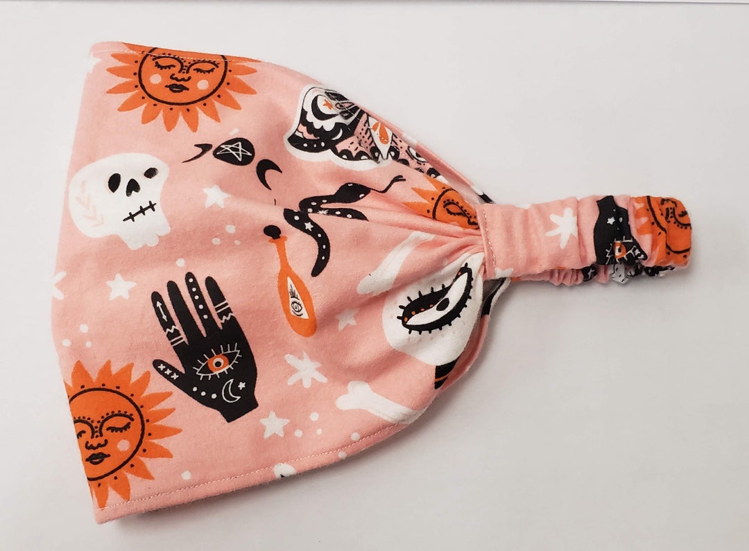 Pinky Coral Mystical Magic Flannel Wide Headband by Freckles Garden ...