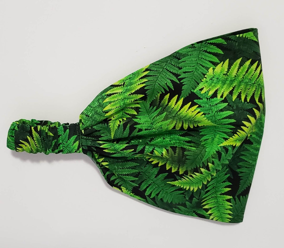 Green Fern Wide Headband by Freckles Garden| Bandana| Dreadlock Cover ...