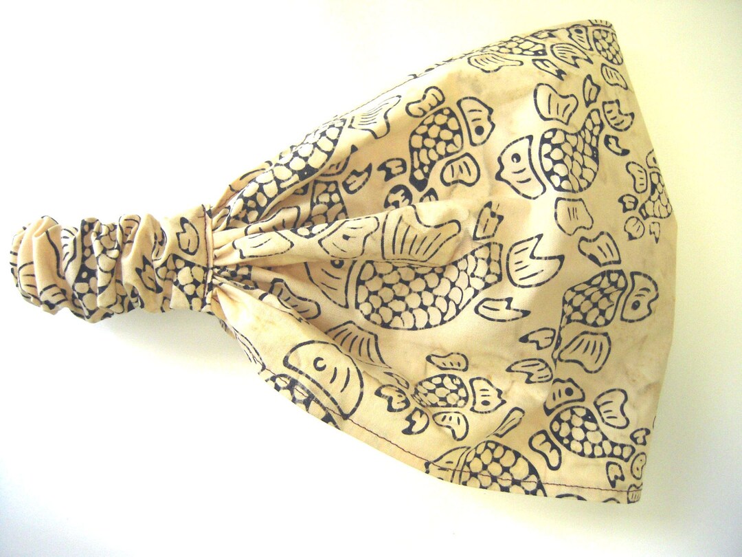 Tan Koi Fish Batik Wide Headband by Freckles Garden|head Scarf|dread ...