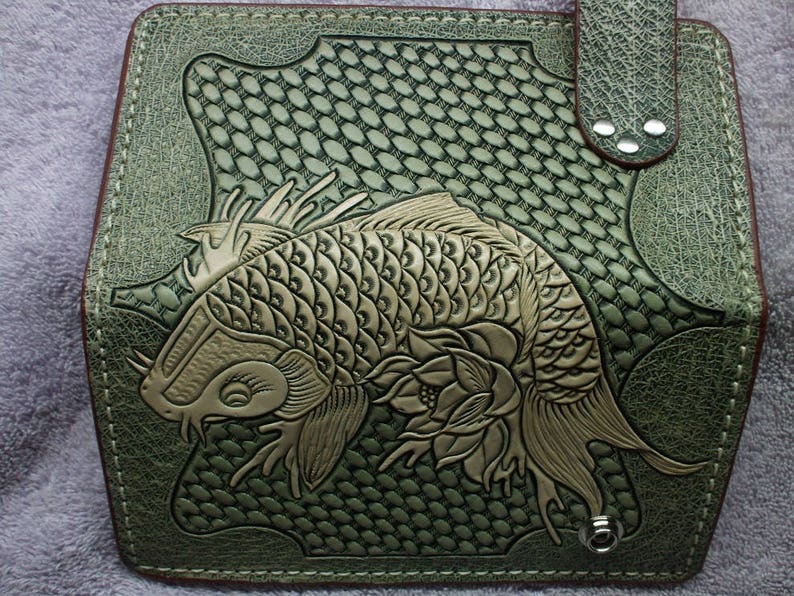 Mens Koi Fish Checkbook Wallet / Coy Fish Wallet. Ships Same - Etsy