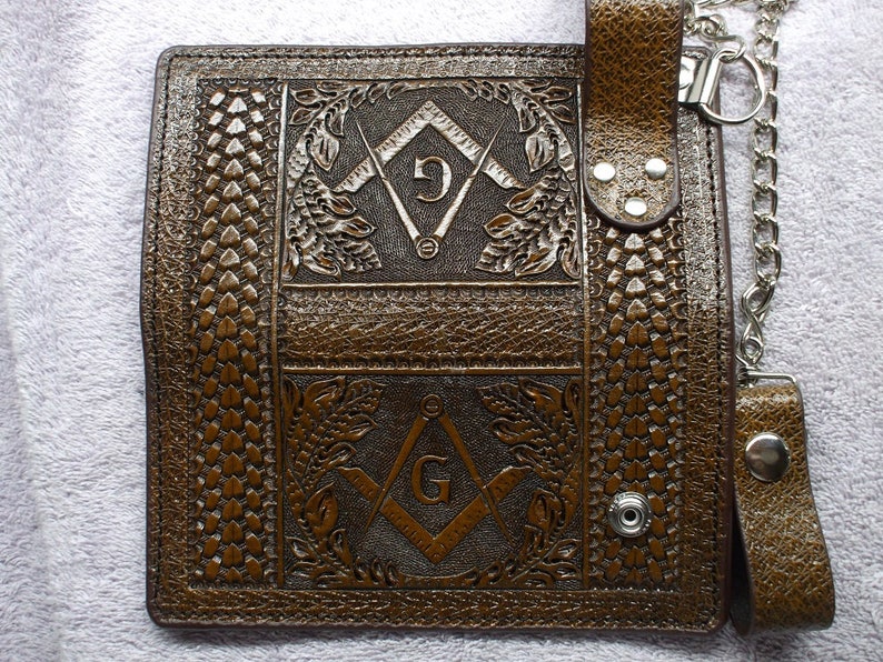 Brown freemason chain wallet. masonic long wallet. ships same | Etsy
