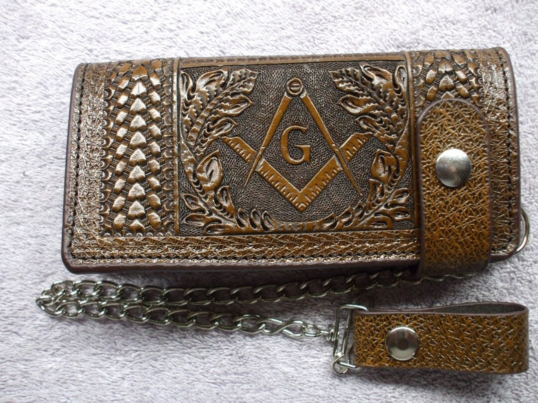 Brown Freemason Chain Wallet. Masonic Long Wallet. Ships Same Day as ...