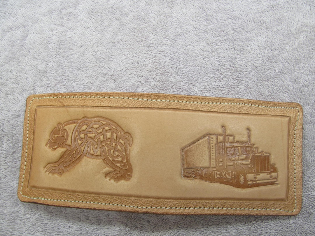 Semi Truck Billfold/wallet. 3 ,natural Leather Truckers Wallet. Ships ...