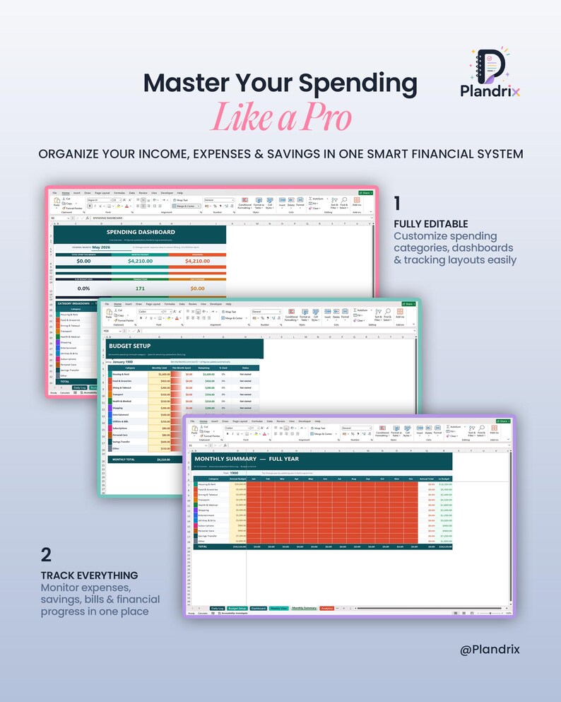 Spending Tracker Spreadsheet | Daily Expense and Bill Tracker for Excel ...