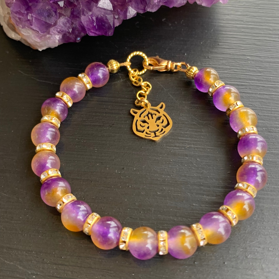 LSU Bracelet, Purple and Gold Tiger Bracelet - Etsy