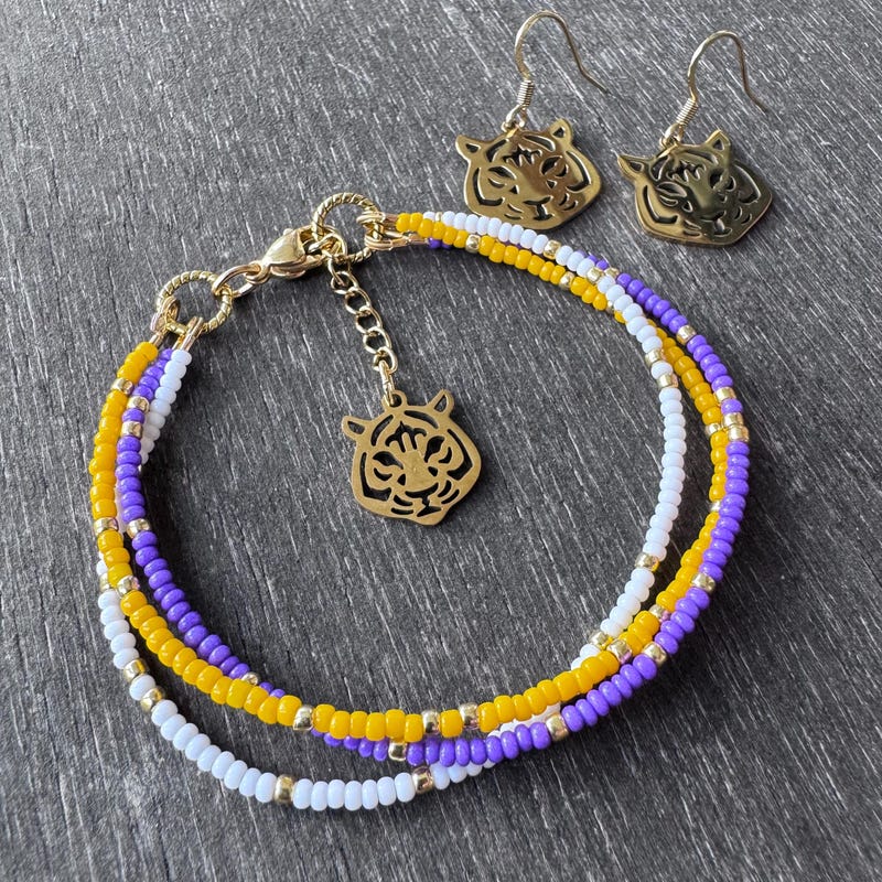 Lsu Gold Charm Bracelet - Etsy