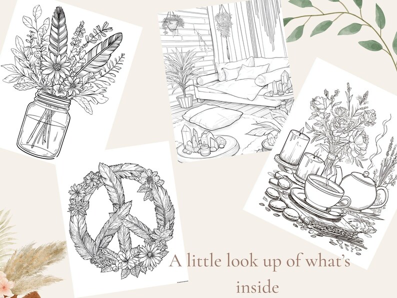 Boho Coloring Pages for Adults | Printable PDF | Instant Download | 30 ...