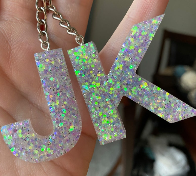 Resin Initial Keychain Letter Keychain Gift Glitter Initial | Etsy Resin Initial Keychain Letter Keychain Gift Glitter Initial | Etsy